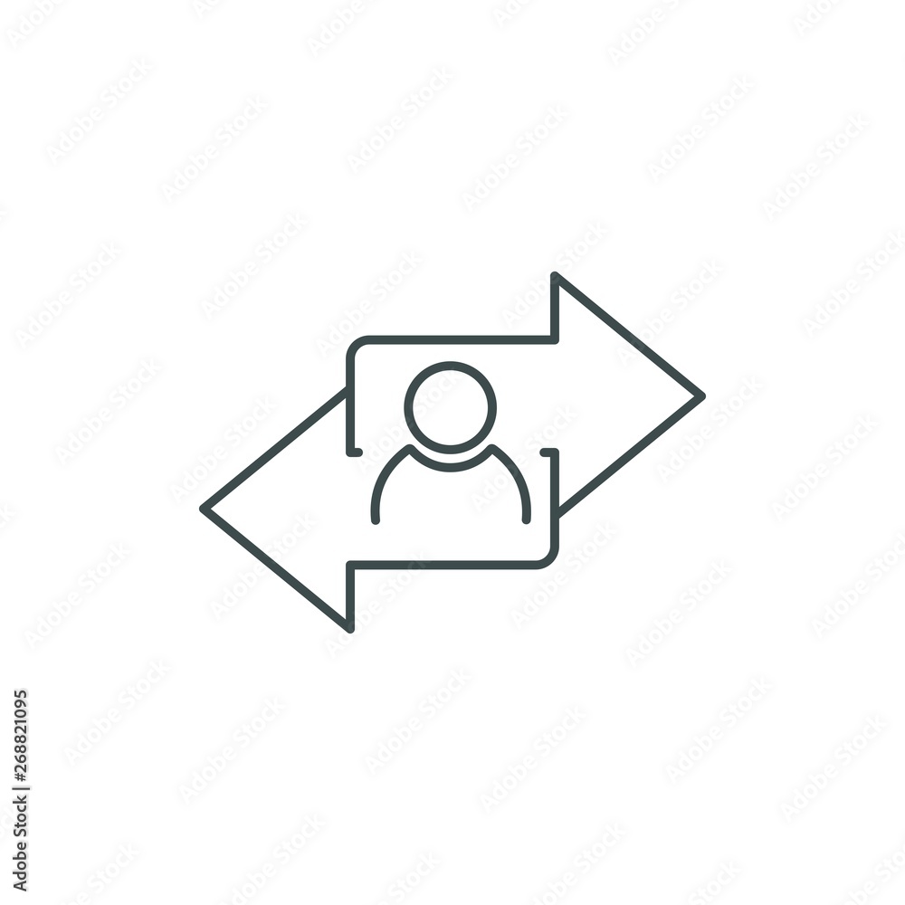 Split personality, interests. Vector linear icon, white background ...