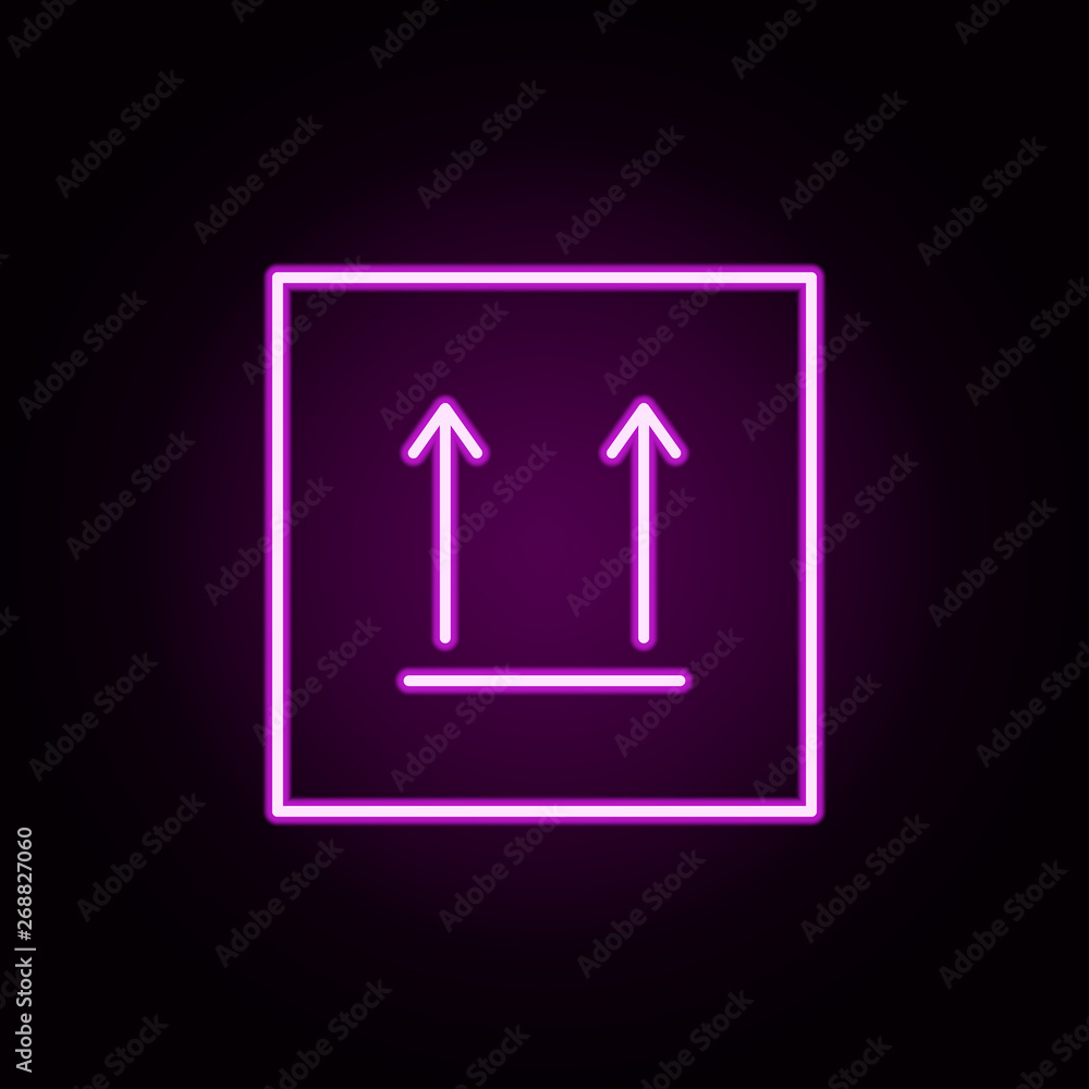 side up, box neon icon. Elements of packaging symbols set. Simple icon ...