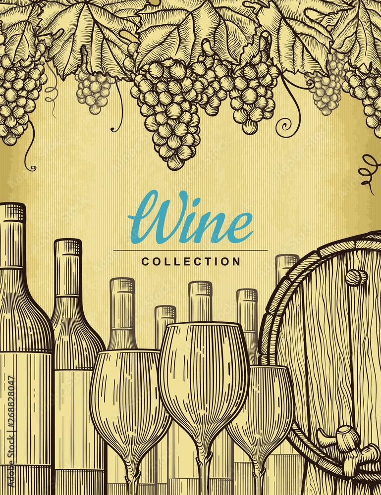 Hand drawn wine background. Old craft paper texture background ...