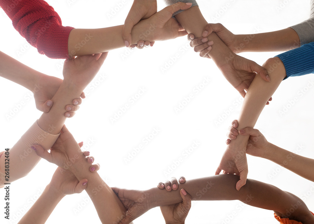 diversity, race, ethnicity and people concept - close up of happy ...