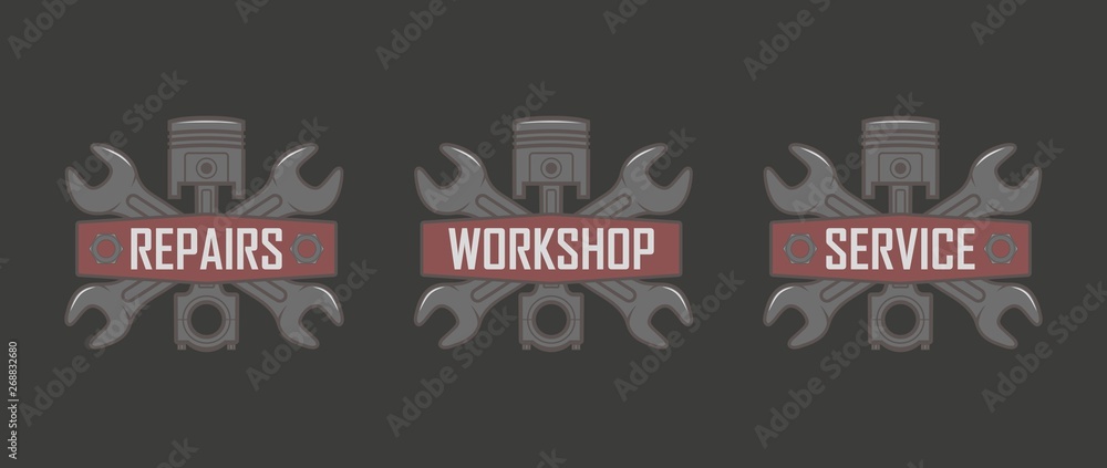 Color illustration of the logo of a car repair shop and car service ...