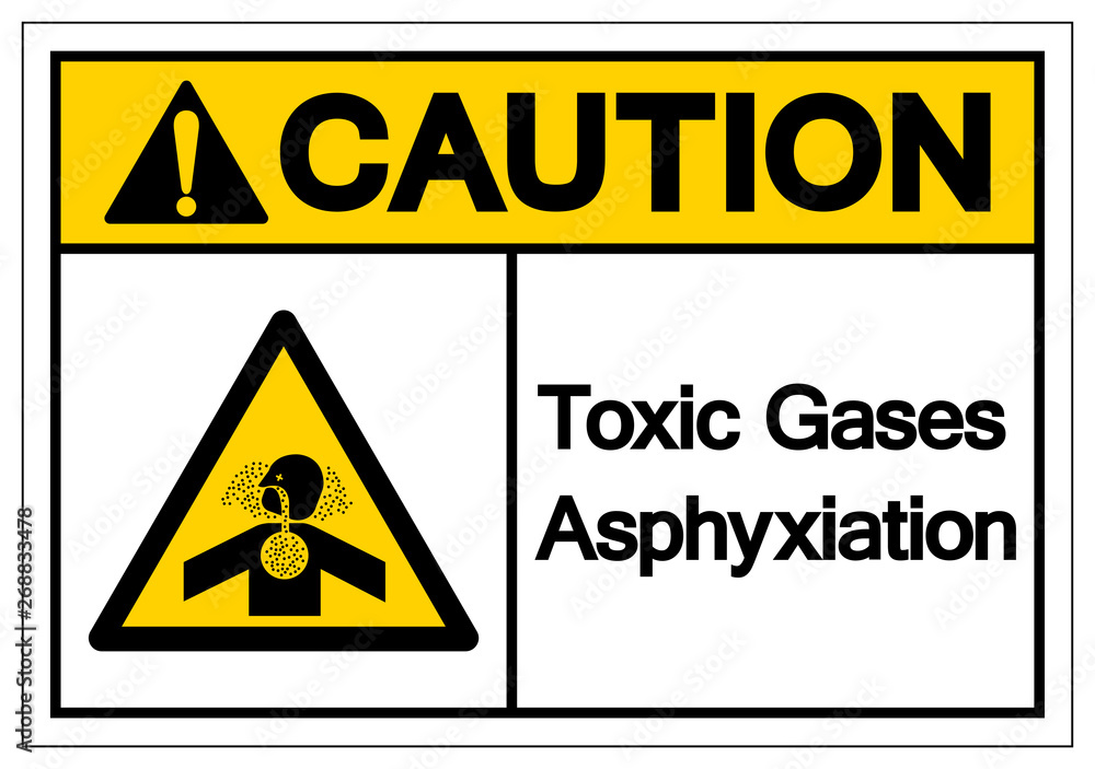 Caution Toxic Gases Asphyxiation Symbol Sign, Vector Illustration ...