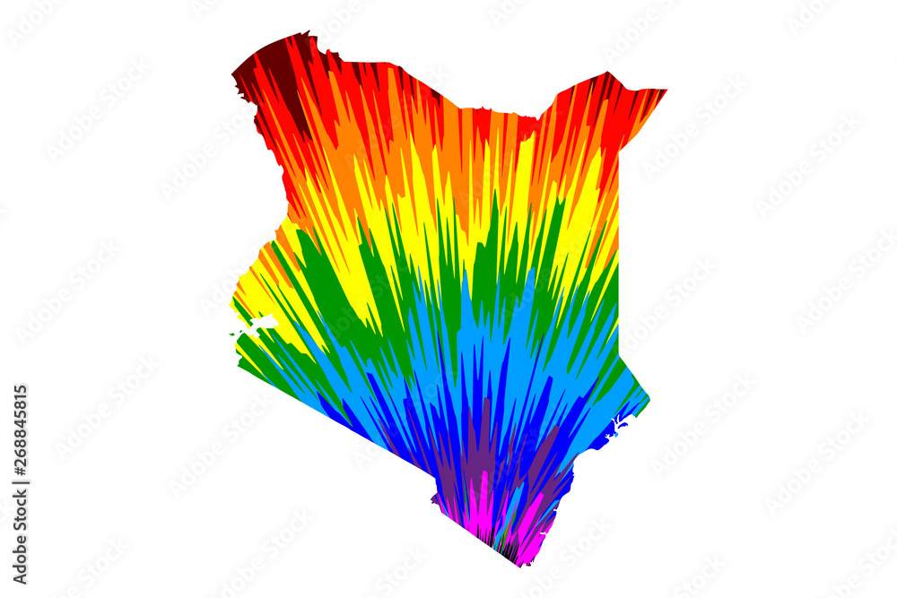 Kenya - map is designed rainbow abstract colorful pattern, Republic of ...
