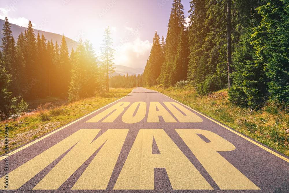 Road Map Written On Street In The Mountains. Road Map Text On The ...