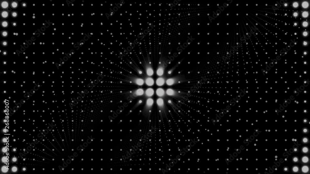 Strobe white lights flashing and blinking on black background, seamless loop. Animation. Wall of ...