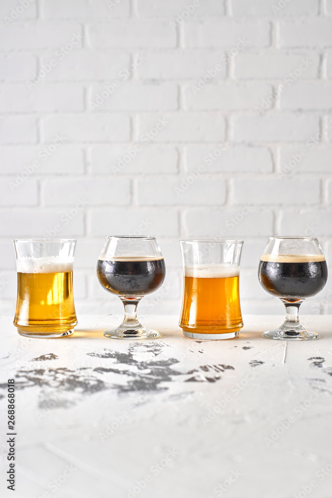 Sample Flight of Beers including a Lager, Stout, Porter, and IPA Stock ...