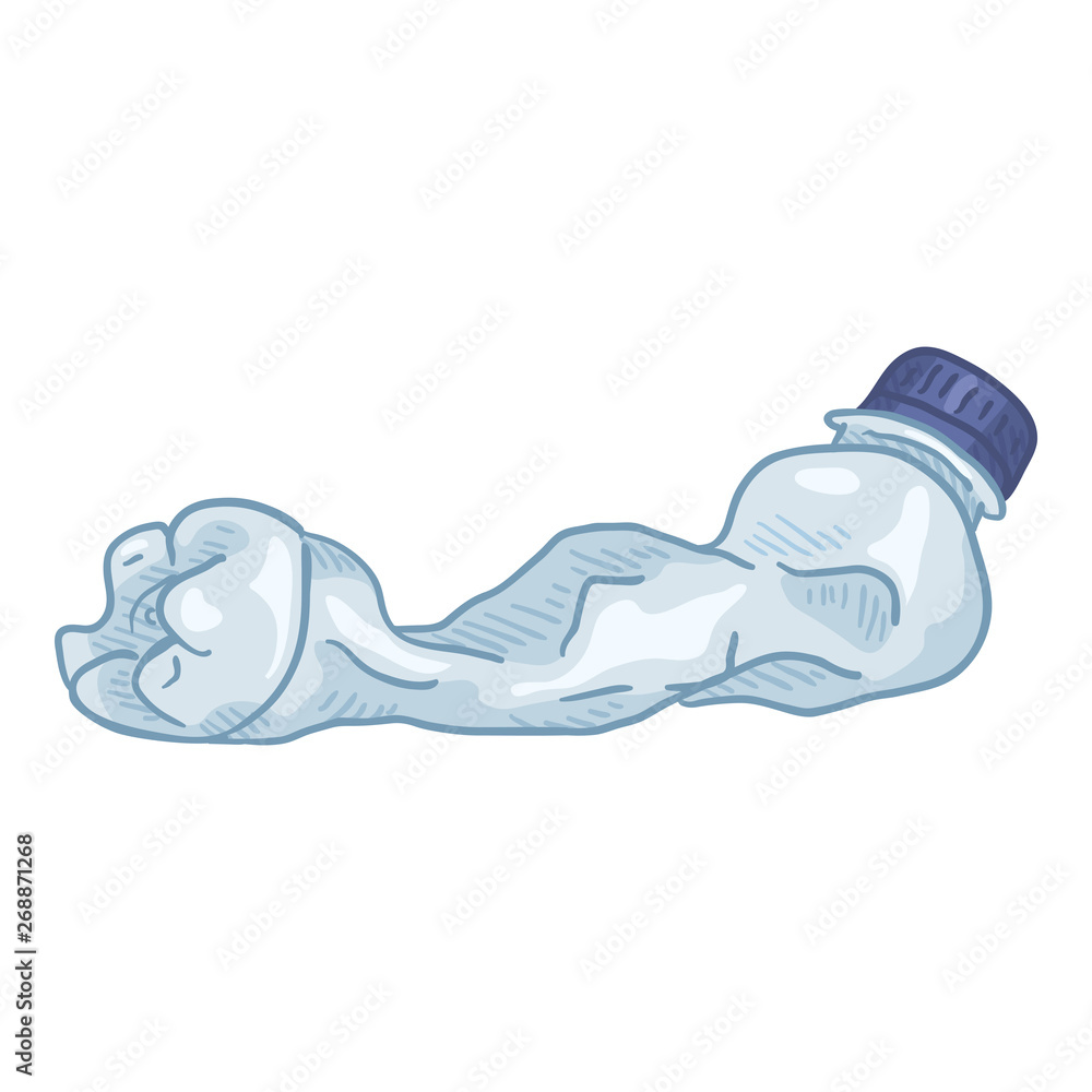 Vector Cartoon Illustration - Crumpled Empty Plastic Bottled. Stock ...