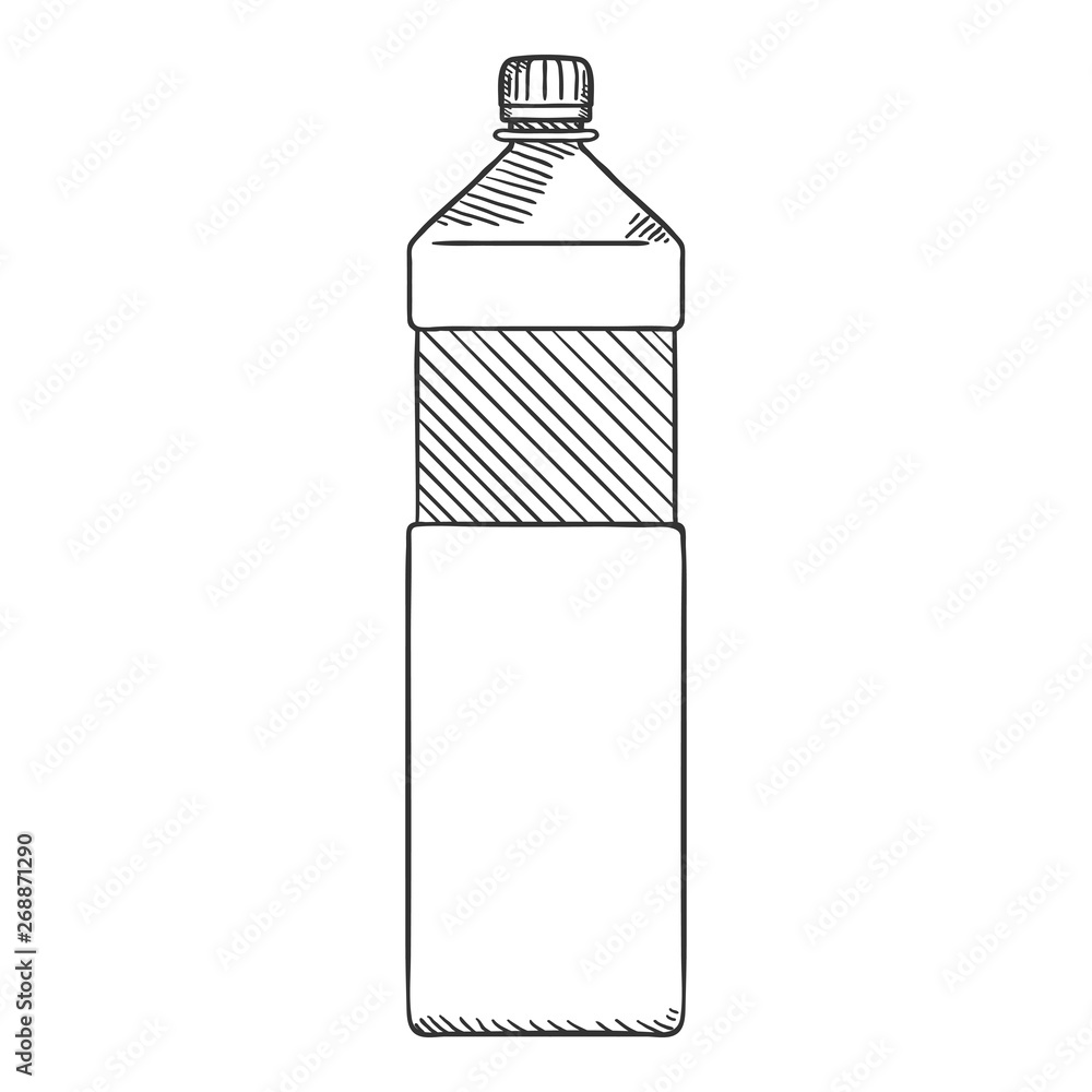 Vector Sketch Illustration - Plastic Bottle. 1 liter Capacity. Stock ...