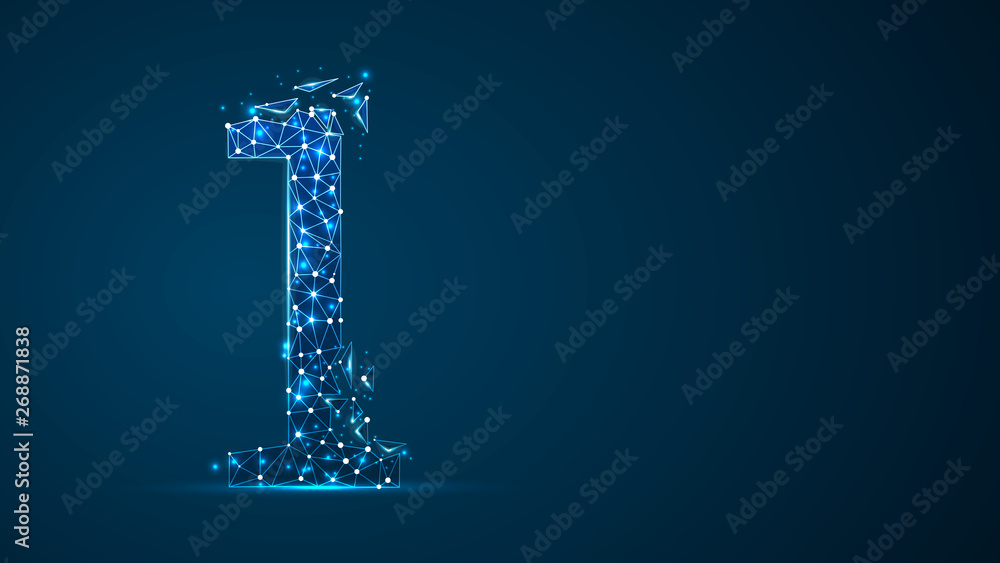 number one 2D low poly abstract illustration consisting of points ...