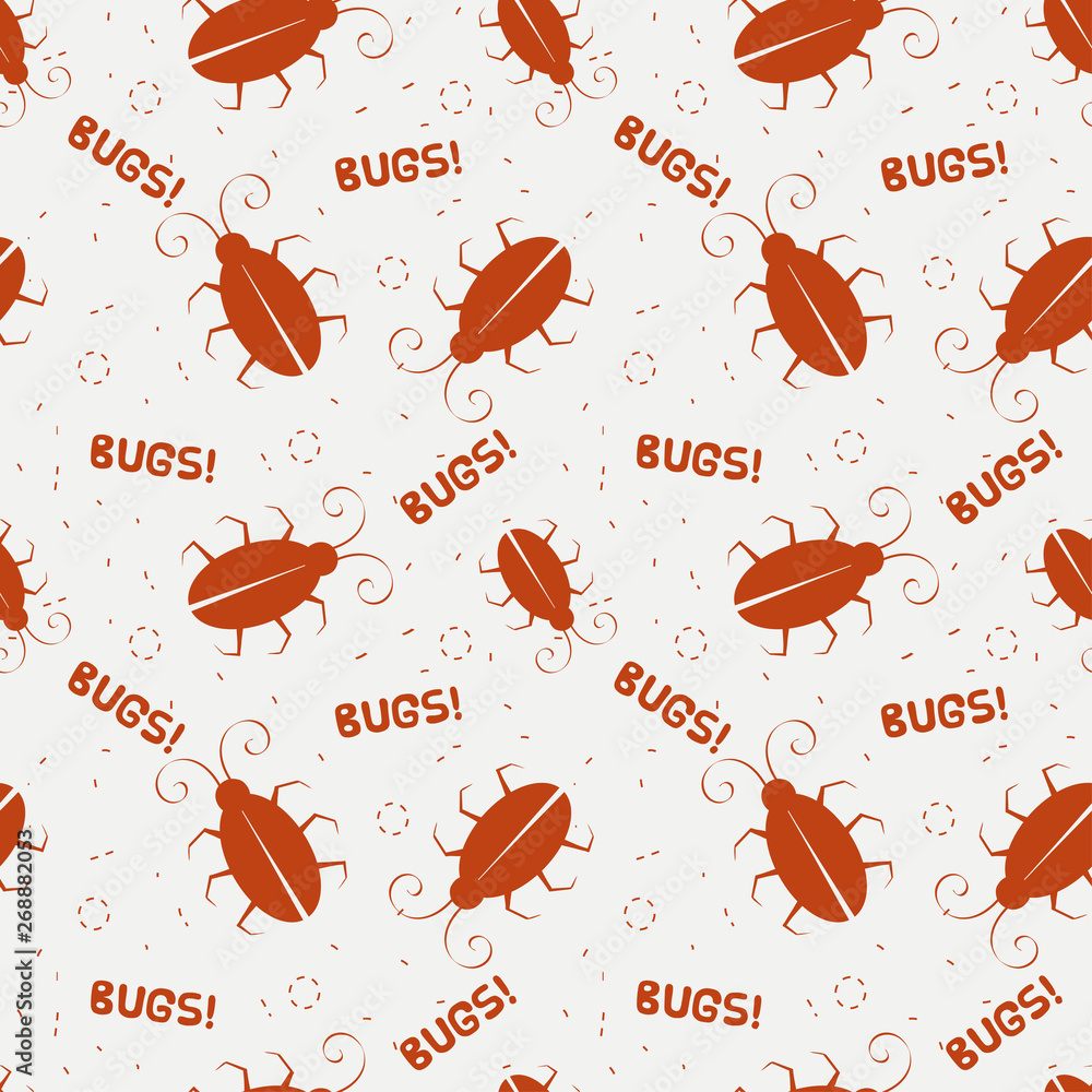 Seamless vector pattern with bugs. Simple background with beetles Stock ...