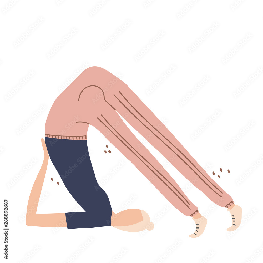 Yoga pose plough or halasana vector illustration. Flat modern vector ...