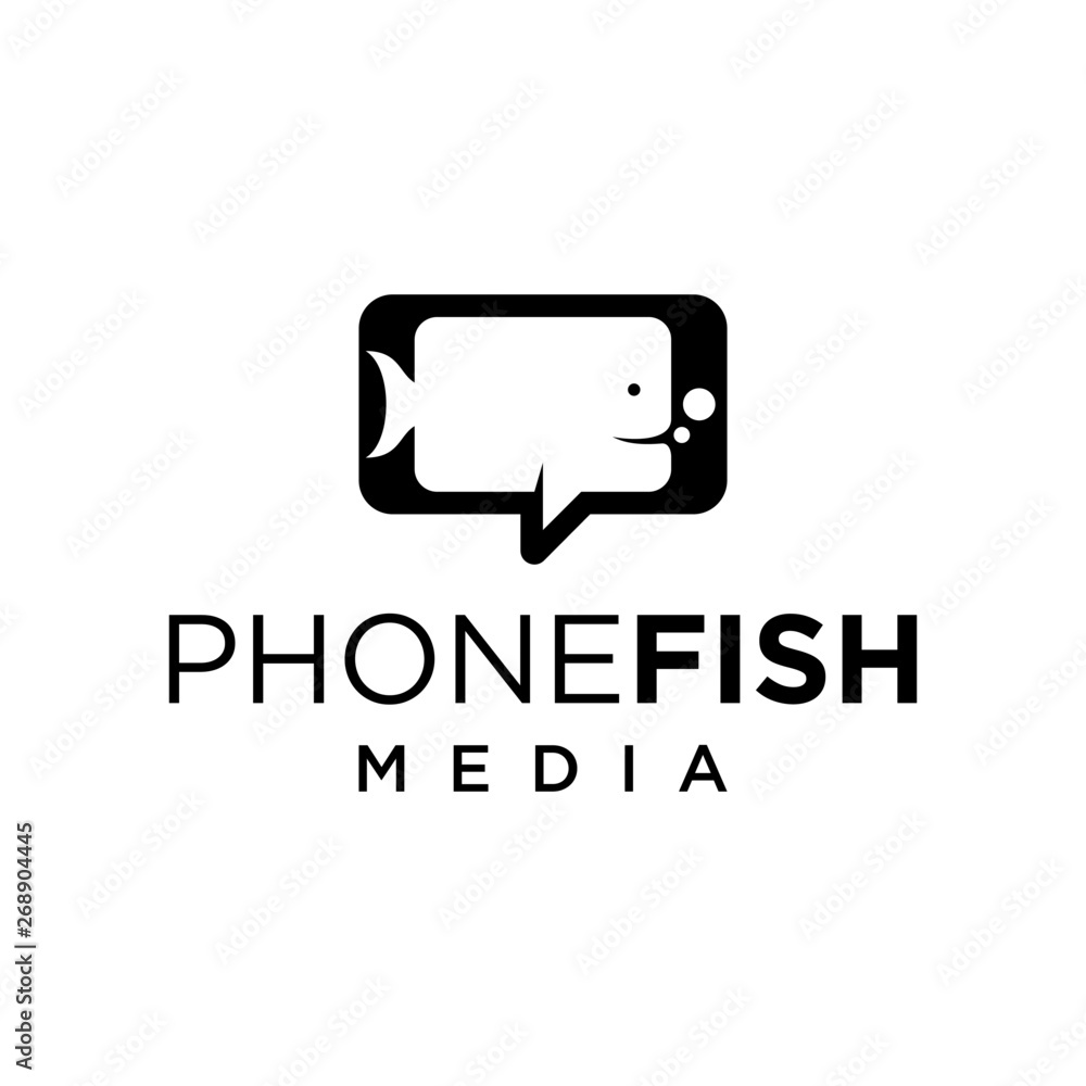 phone fish logo design concept Stock Vector | Adobe Stock