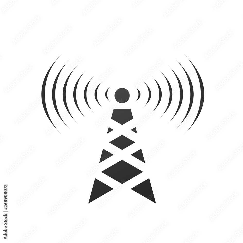 Cell Phone Tower with waves, electric tower pole. Vector illustration ...