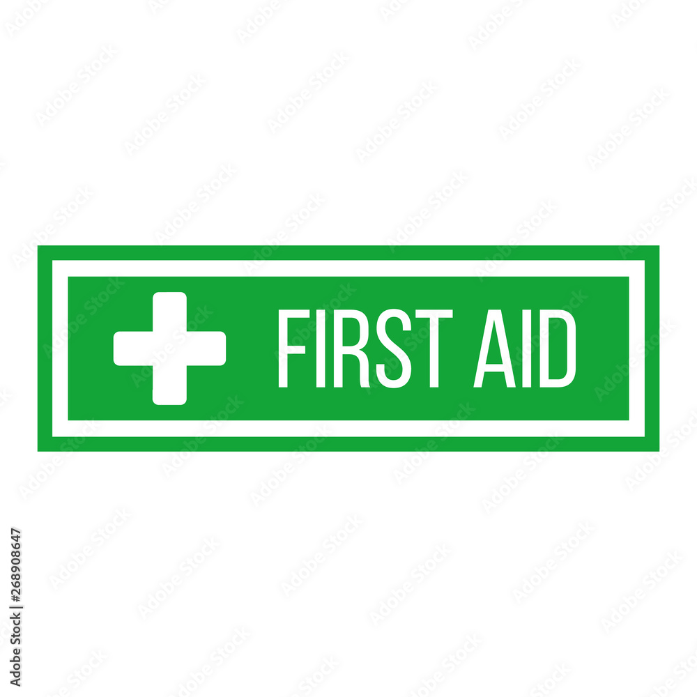 Green First Aid sign in square. flat vector icon for apps, website ...