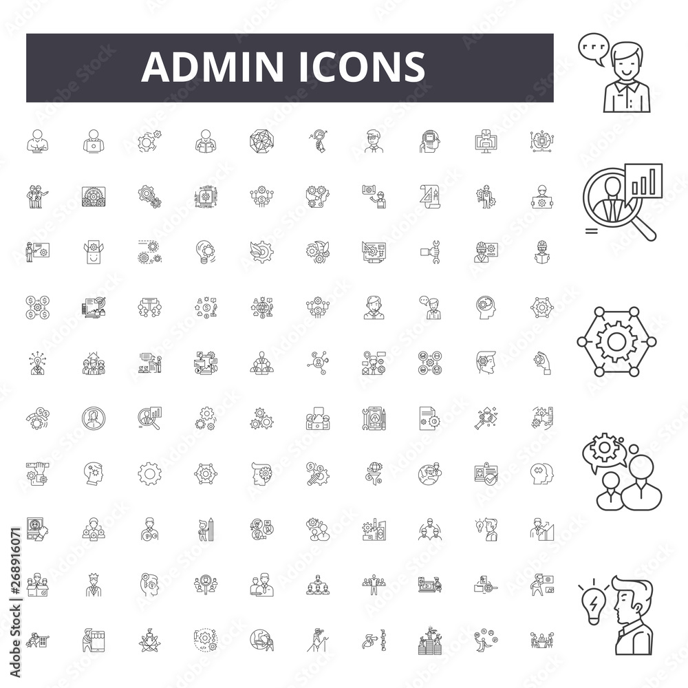 Admin line icons, signs, vector set, outline concept illustration Stock ...
