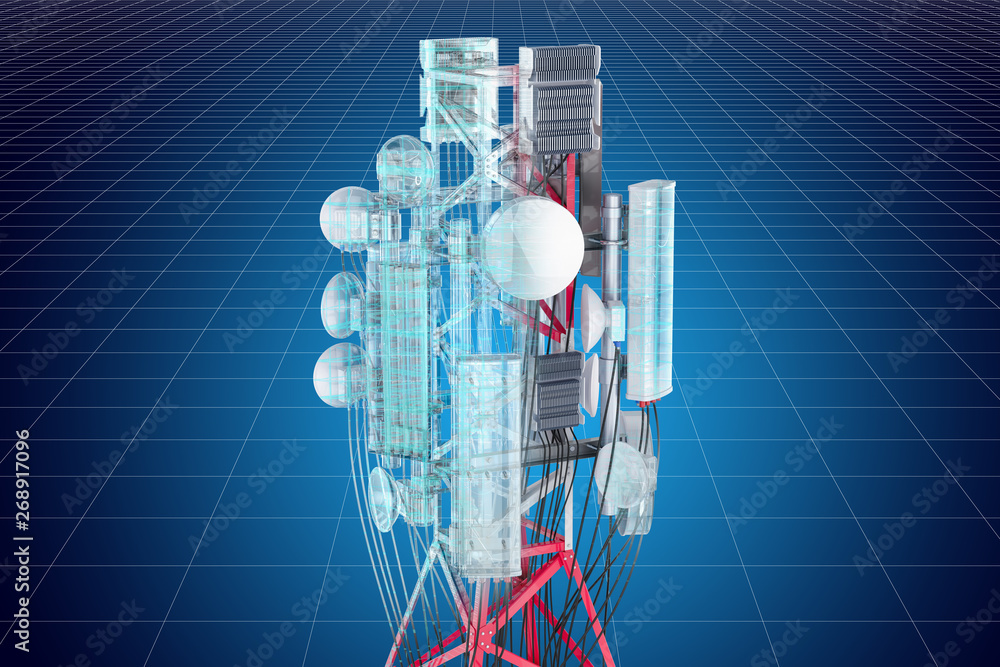 Visualization 3d cad model of cell tower, 3D rendering Stock ...