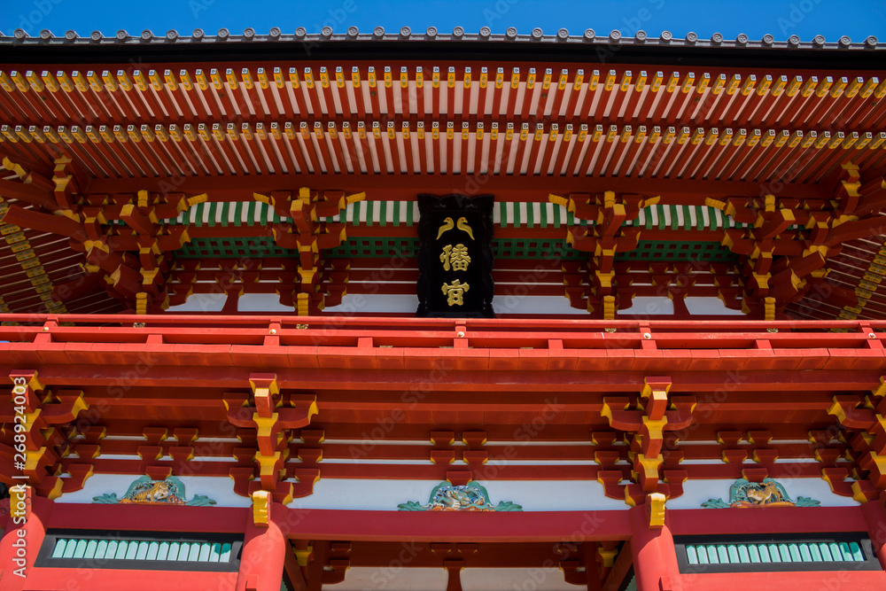 Details of a Japanese temple facade. Asian culture and architecture ...