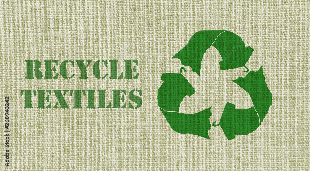 Recycle textiles symbol on woven cloth texture with Recycle Textiles ...