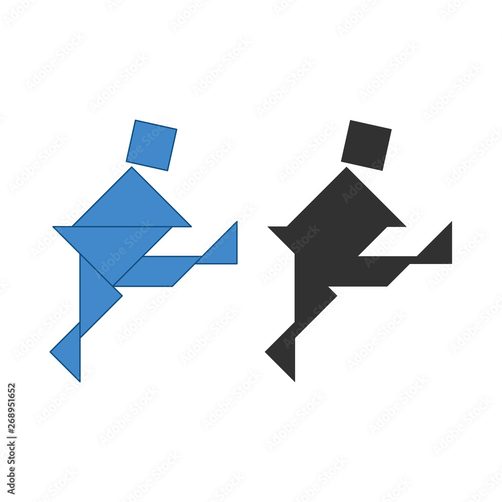Running man Tangram. Traditional Chinese dissection puzzle, seven ...