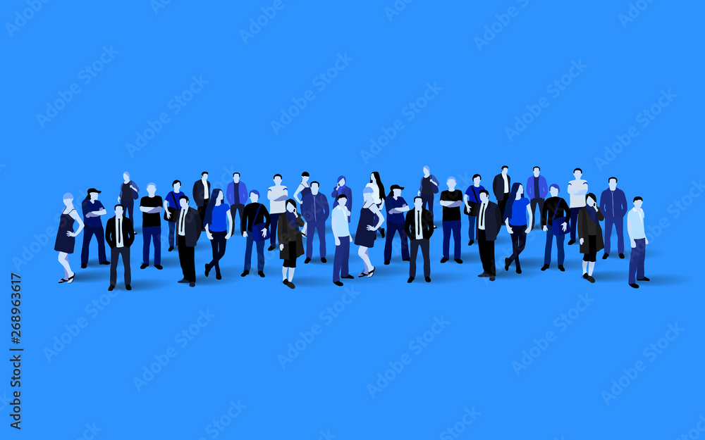 Big people crowd on blue background. Vector Stock Vector | Adobe Stock