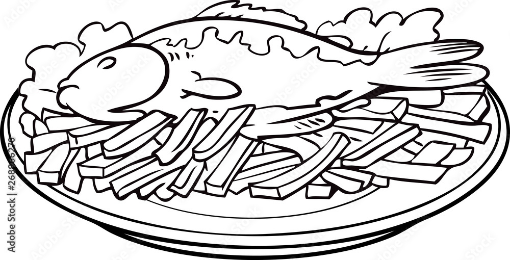 Cartoon fish on a plate Stock Vector | Adobe Stock