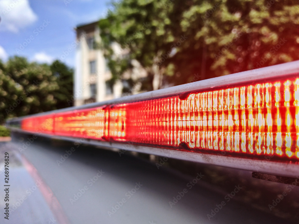 Red flashing police car lights. Emergency lights. Crime scene ...