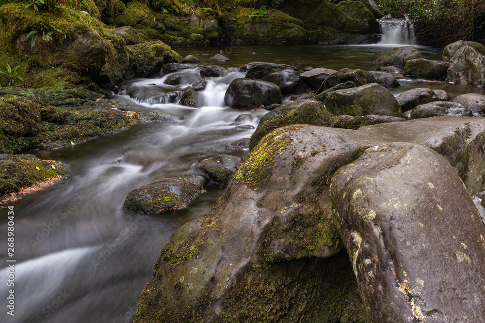 Small river flowing over rocks at Glenarriff Woods Reserve, Ireland ...