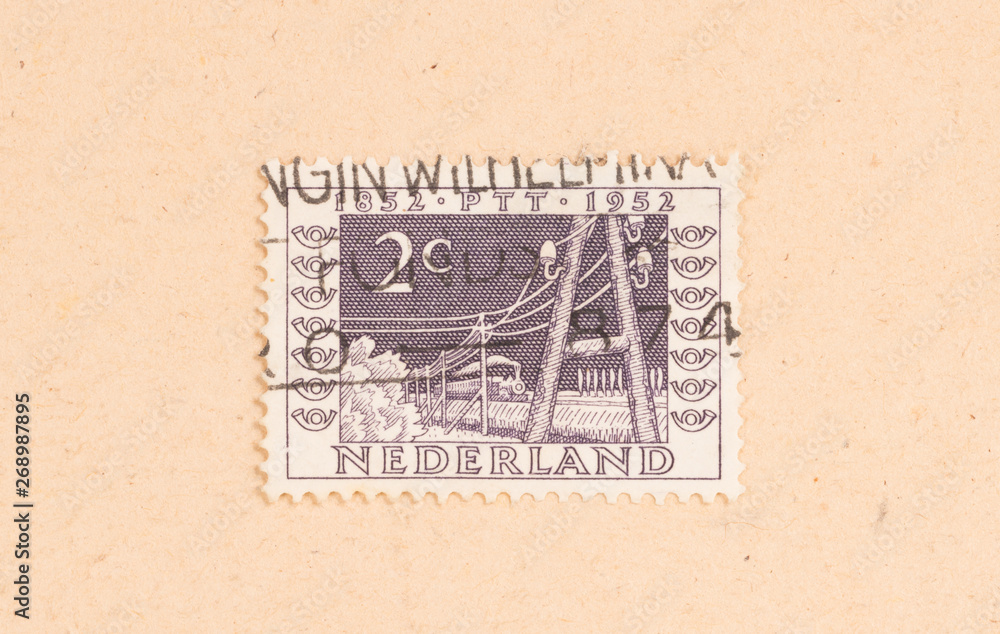 THE NETHERLANDS 1950: A stamp printed in the Netherlands shows the ...