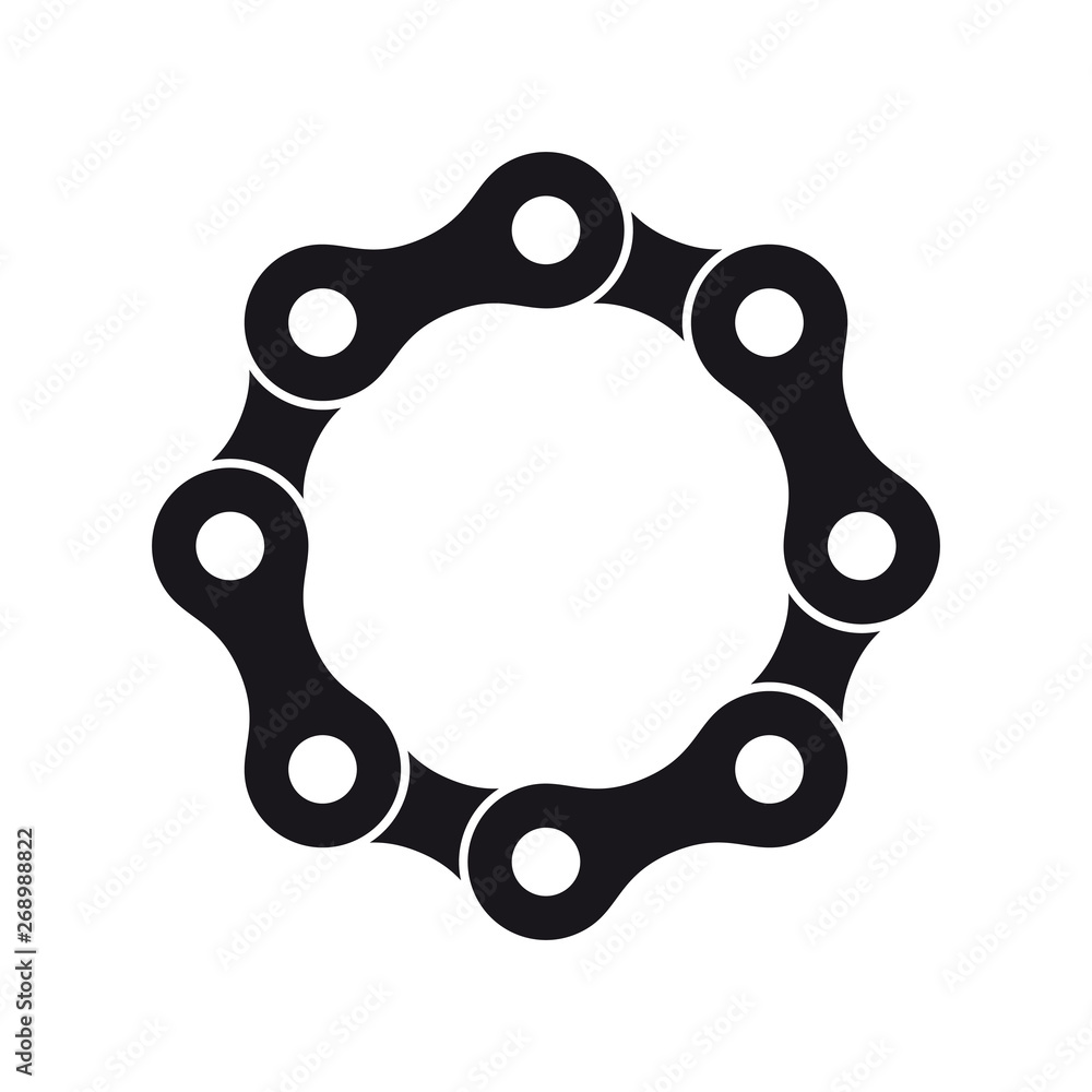 Vector black circle created from bike chain. Isolated on white ...