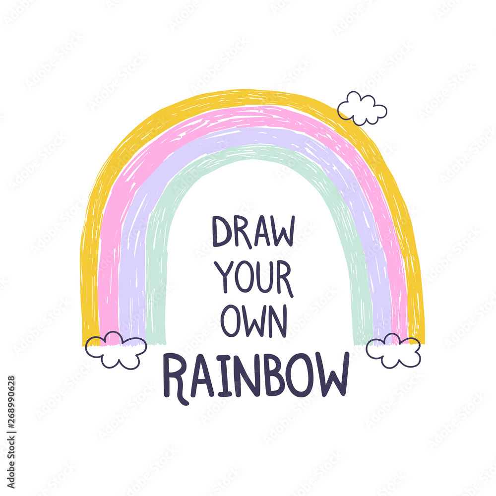 Draw your own rainbow. Hand draw illustration for kids print Stock ...