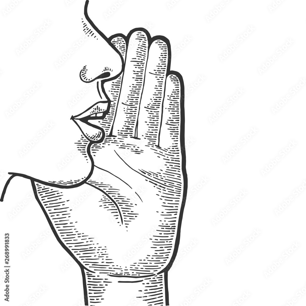 Girl talks secret in whisper with hand near mouth sketch line art ...