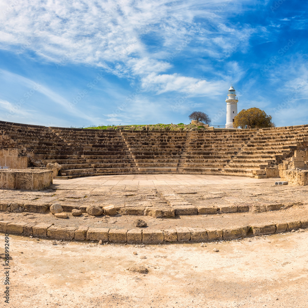 Ancient Odeon amphitheatre in Paphos Archaeological Park (Kato Pafos ...