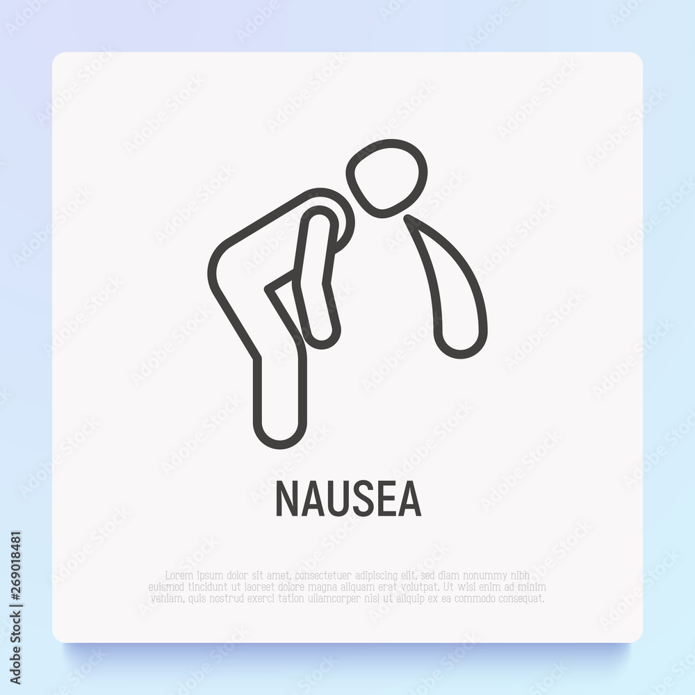 Nausea thin line icon. Modern vector illustration of vomiting. Stock ...