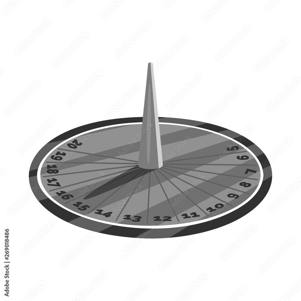 Vector illustration of sundial and clock symbol. Collection of sundial ...