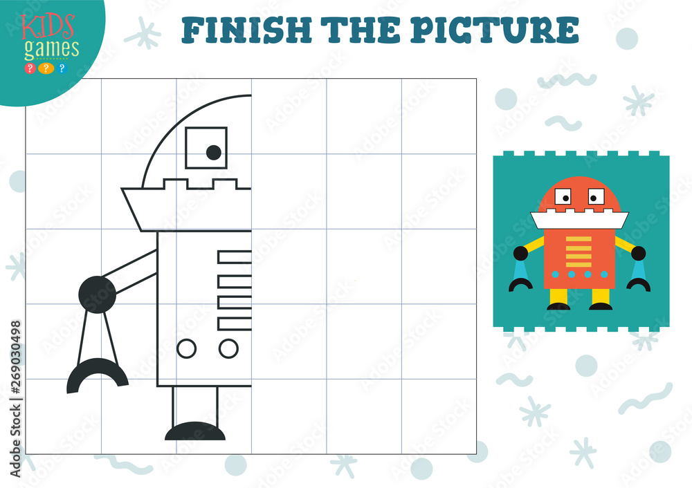 Copy picture vector illustration. Complete and coloring game for ...