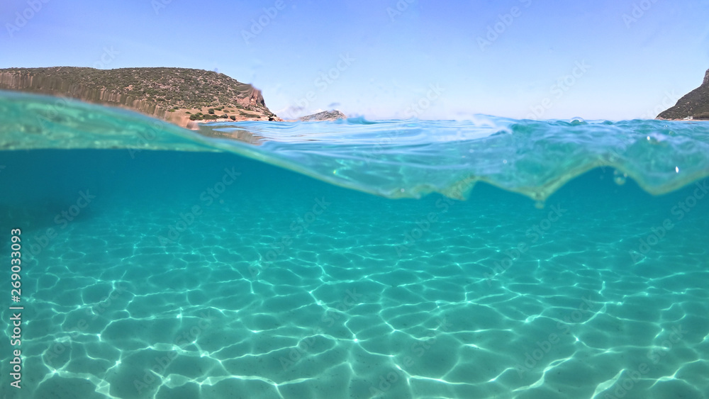 Sea level underwater photo of iconic exotic tropical beach of Balos a ...
