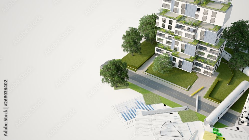 Sustainable building mock up Stock Illustration | Adobe Stock