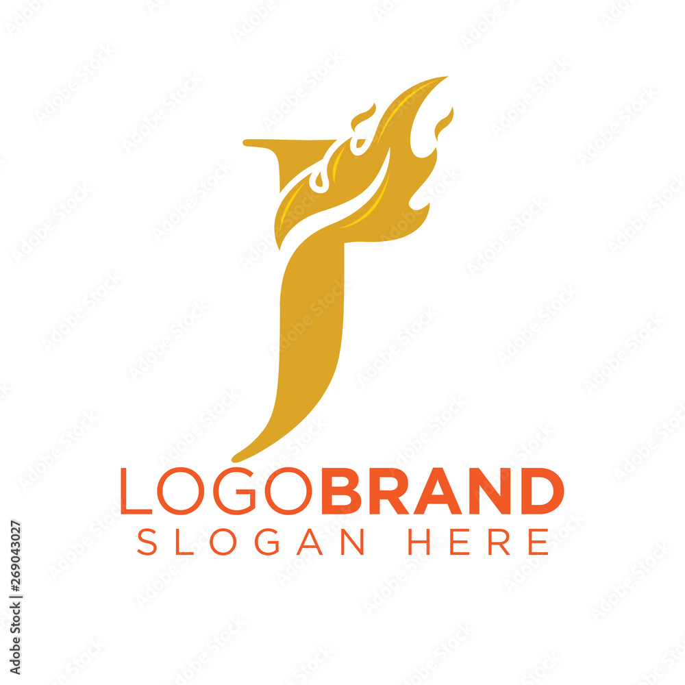 J Letter with Flame Fire logo vector Stock Vector | Adobe Stock