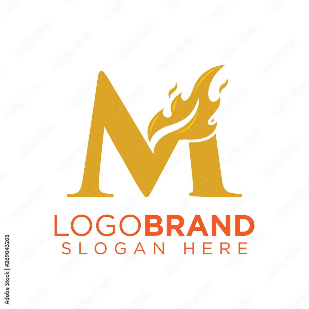 M Letter with Flame Fire logo vector Stock Vector | Adobe Stock