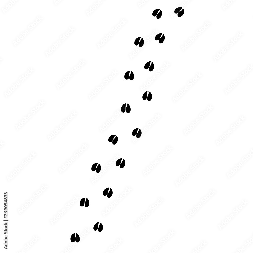 Vector flat black cow deer goat sheep foot print silhouette path ...