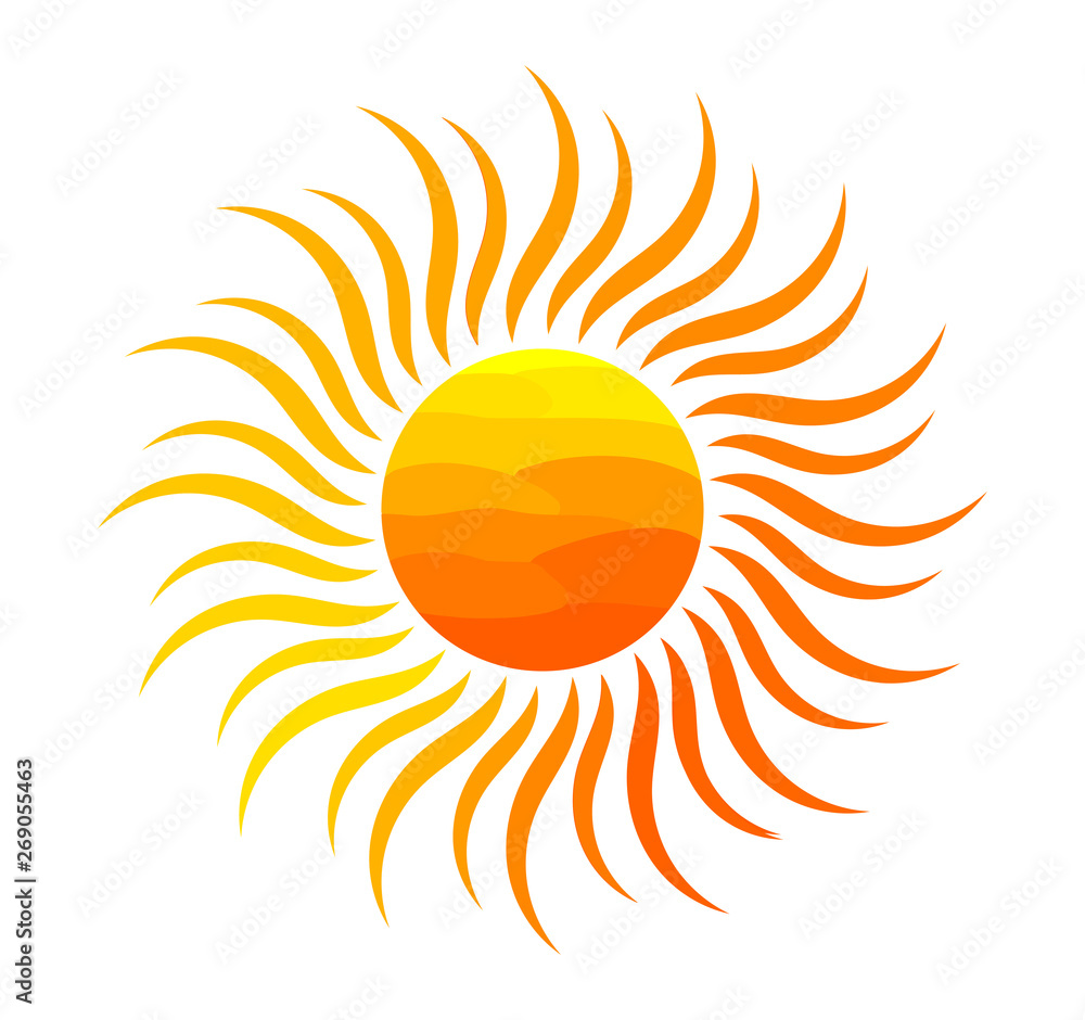 Orange sun illustration. Stock Vector | Adobe Stock