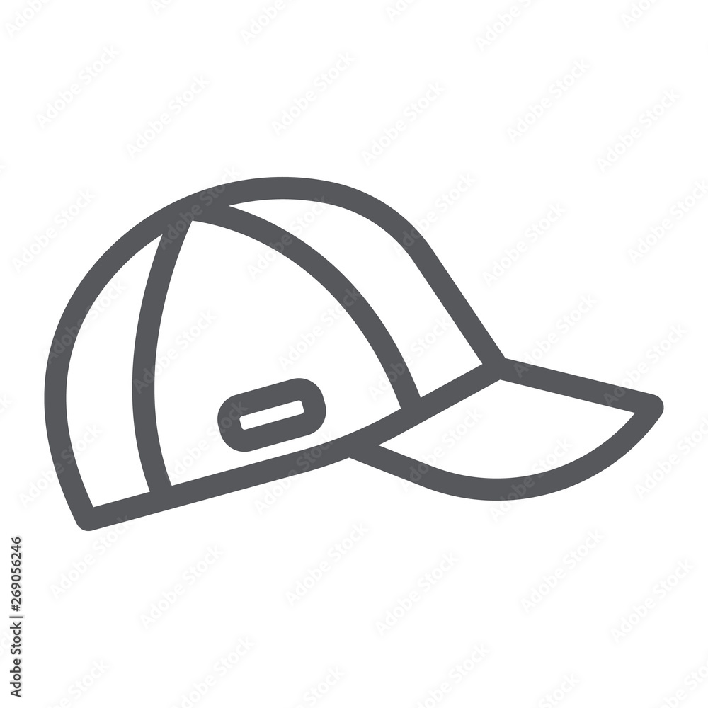 Cap line icon, clothes and accessory, sport hat sign, vector graphics ...
