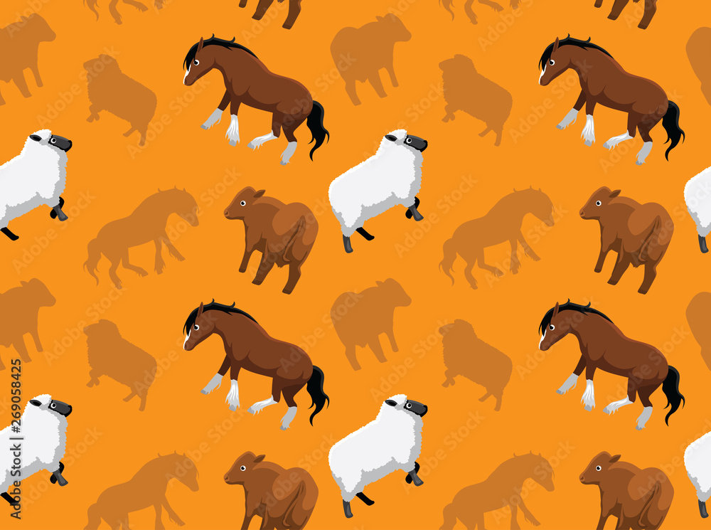 Livestock Farm Animals Seamless Wallpaper 13Print Stock Vector | Adobe ...