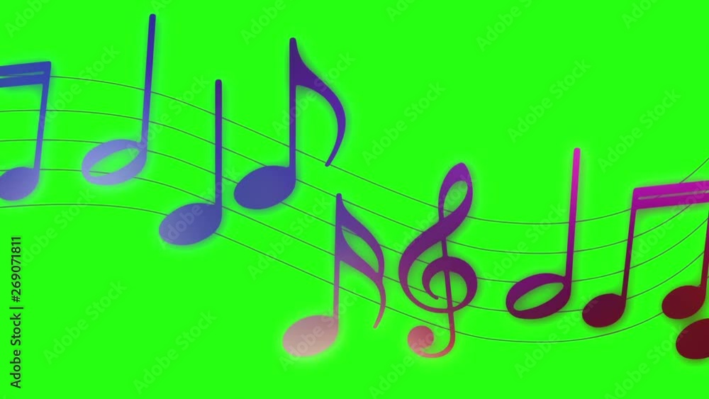 Flying Musical Notes on Green Screen Background Stock Video | Adobe Stock