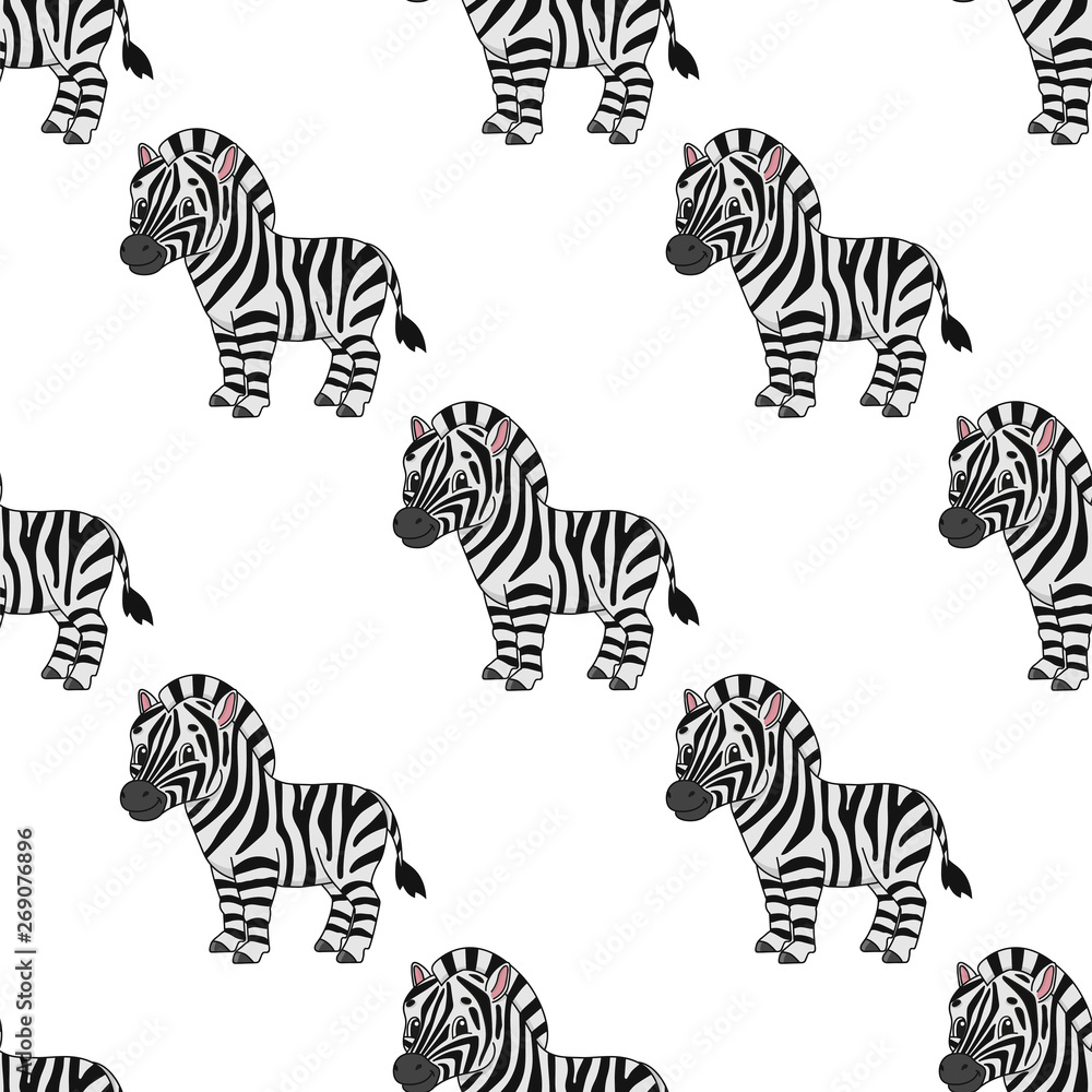 Fototapeta dżungla dla dzieci Happy zebra. Colored seamless pattern ...