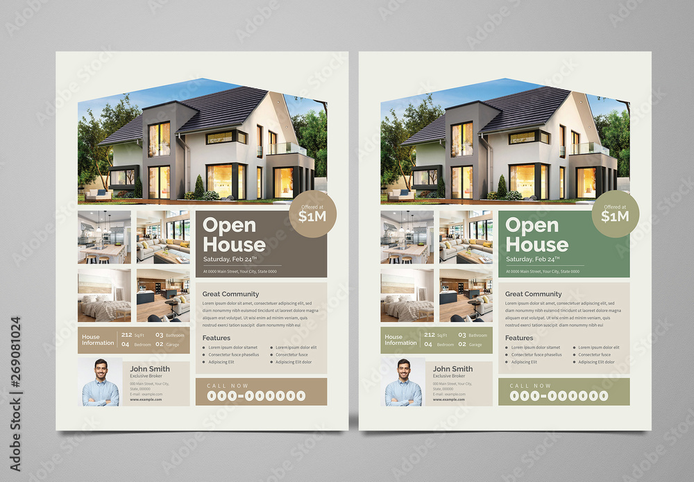 Simple Real Estate Flyer Layout Stock Template | Adobe Stock