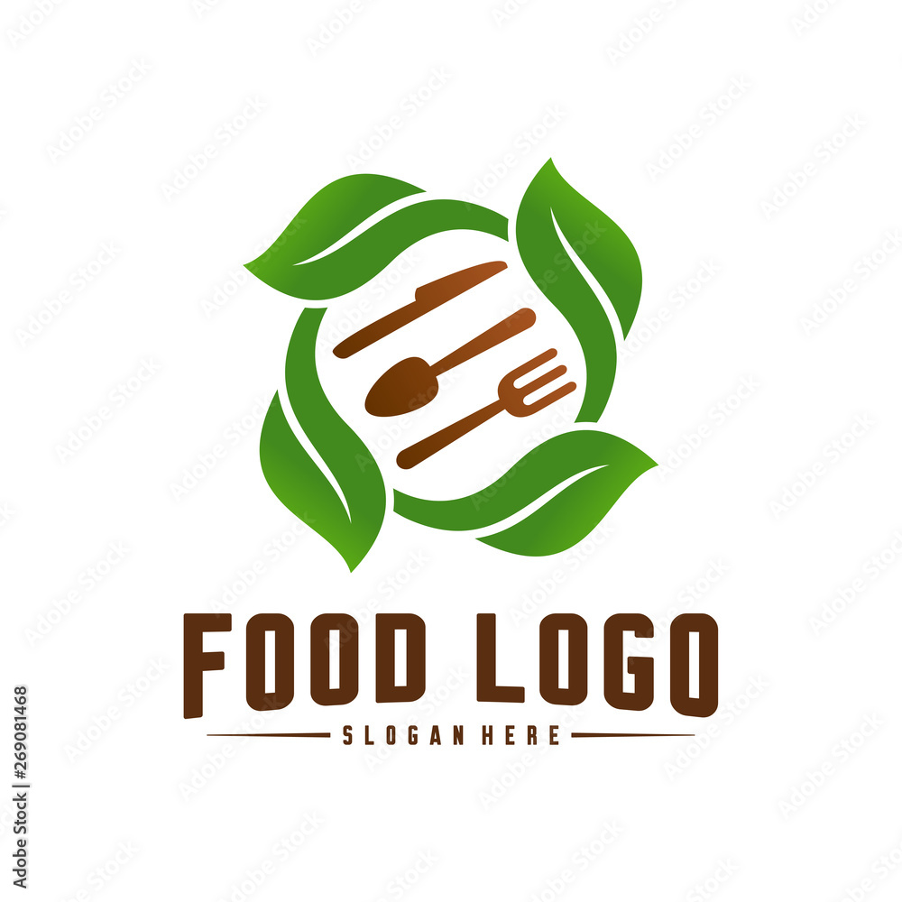 Healthy Food Logo Concept Template. Nature Food logo Vector. Icon ...