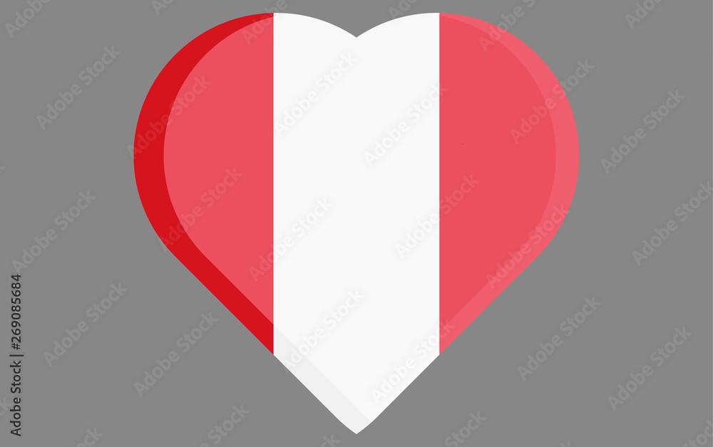 Bandera rojo y blanco de Perú en forma de corazón. Stock Vector | Adobe ...