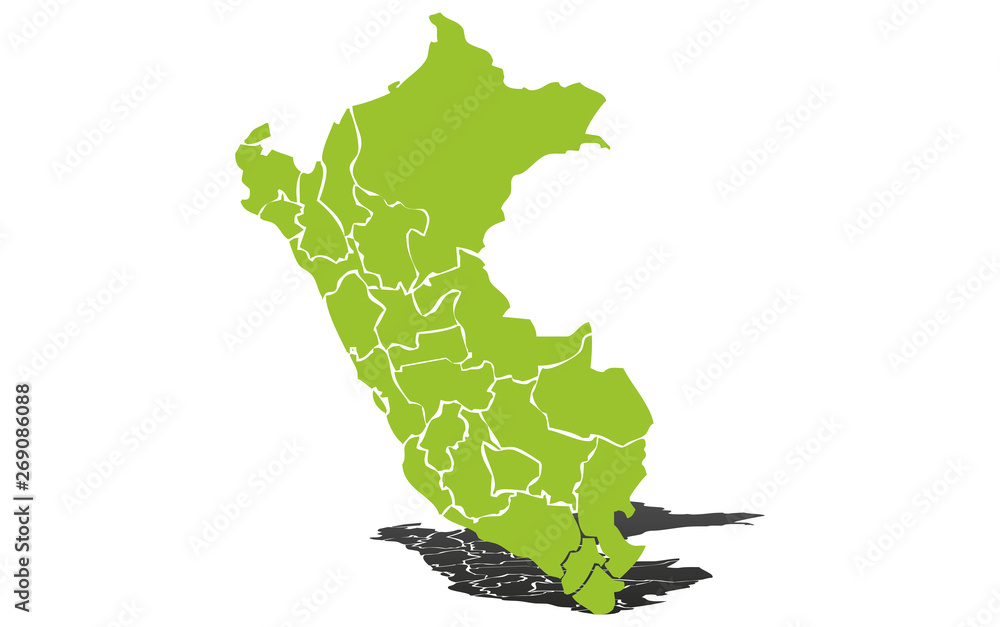 Mapa verde de Perú sobre fondo blanco. Stock Vector | Adobe Stock