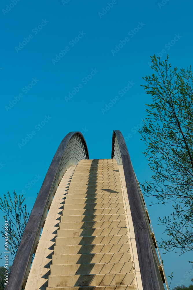 bridge in nature park Gelderse Poort along river Waal in Nijmegen, The ...